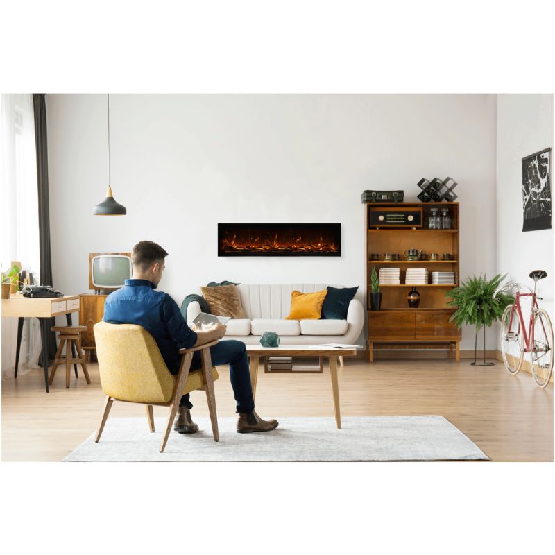 Amantii Symmetry Xtra Tall Bespoke 100" Built-In Linear Electric Firep ...