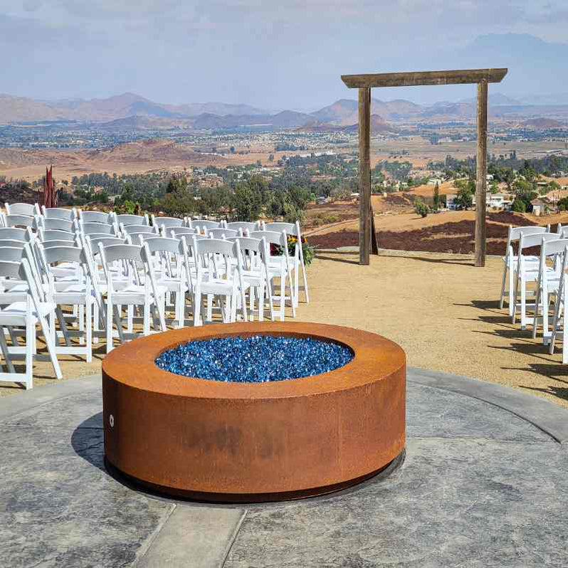 Unity Fire Pit - Corten Steel | 72" w x 24" h — The Torch Guys