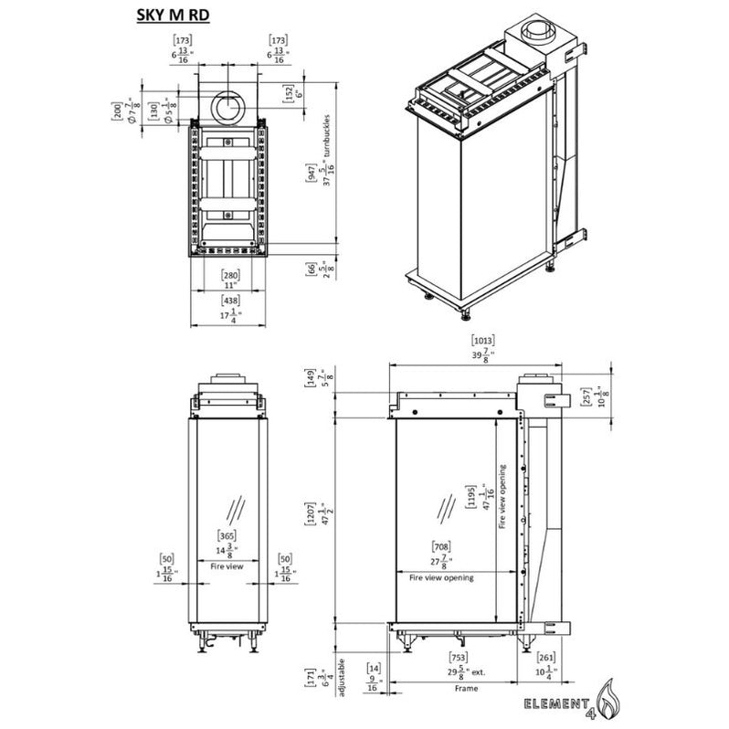 Element4 Sky Medium R (48" Vertical Roomdivider Bio Ethanol Fireplace) — The Torch Guys