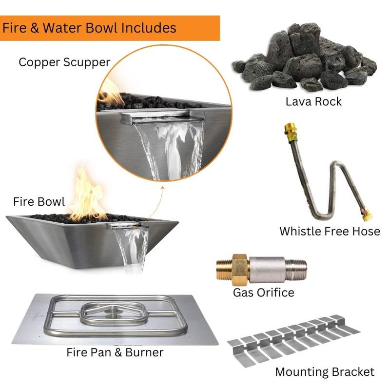 Maya Fire & Water Bowl - Stainless Steel | 36" — The Torch Guys