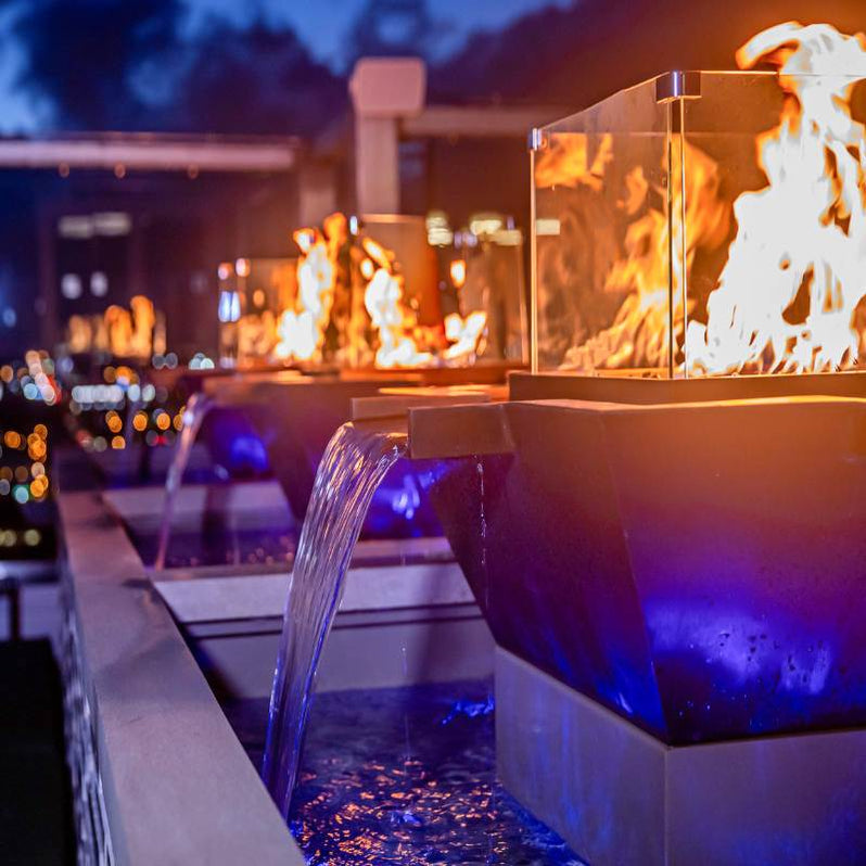 The Outdoor Plus Maya 36" Gravity Spill Fire & Water Bowl - Hammered Copper | OPT-SQ36FANDW ...