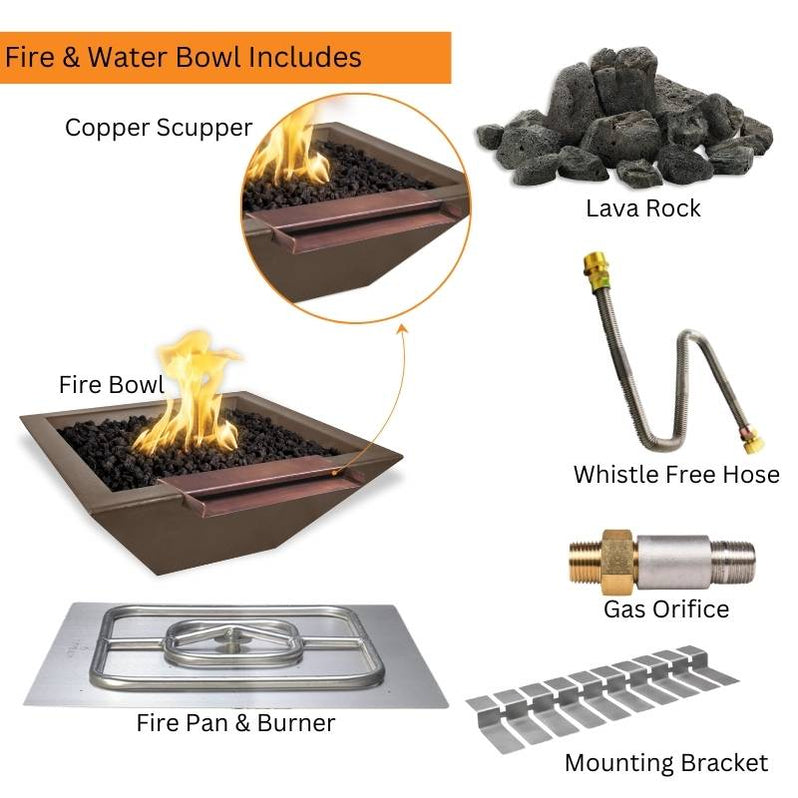 Maya Wide Spill Fire & Water Bowl - GFRC Concrete | 24" — The Torch Guys
