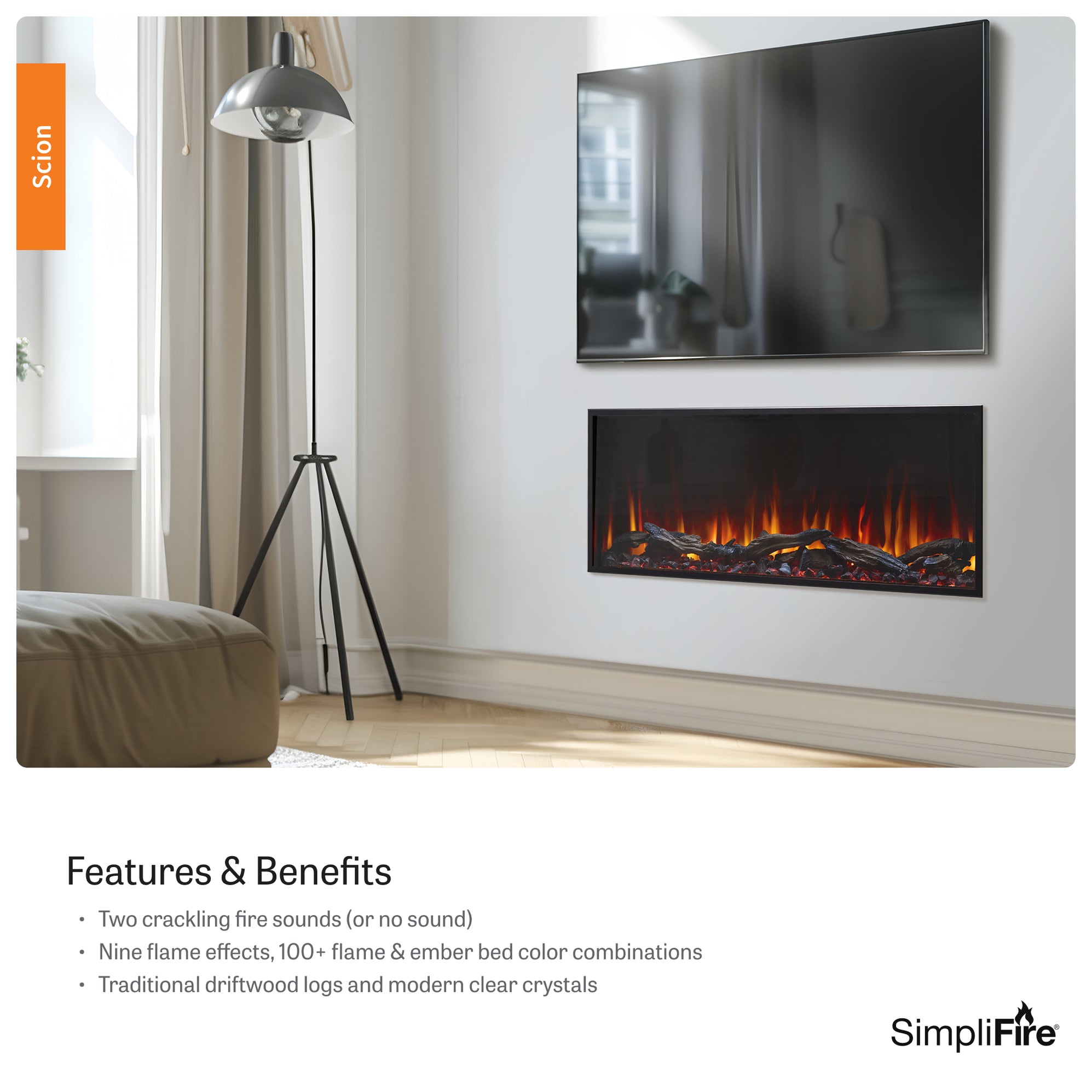 Simplifire Scion 55" Linear Electric Fireplace | SF-SCN55-BK — The ...