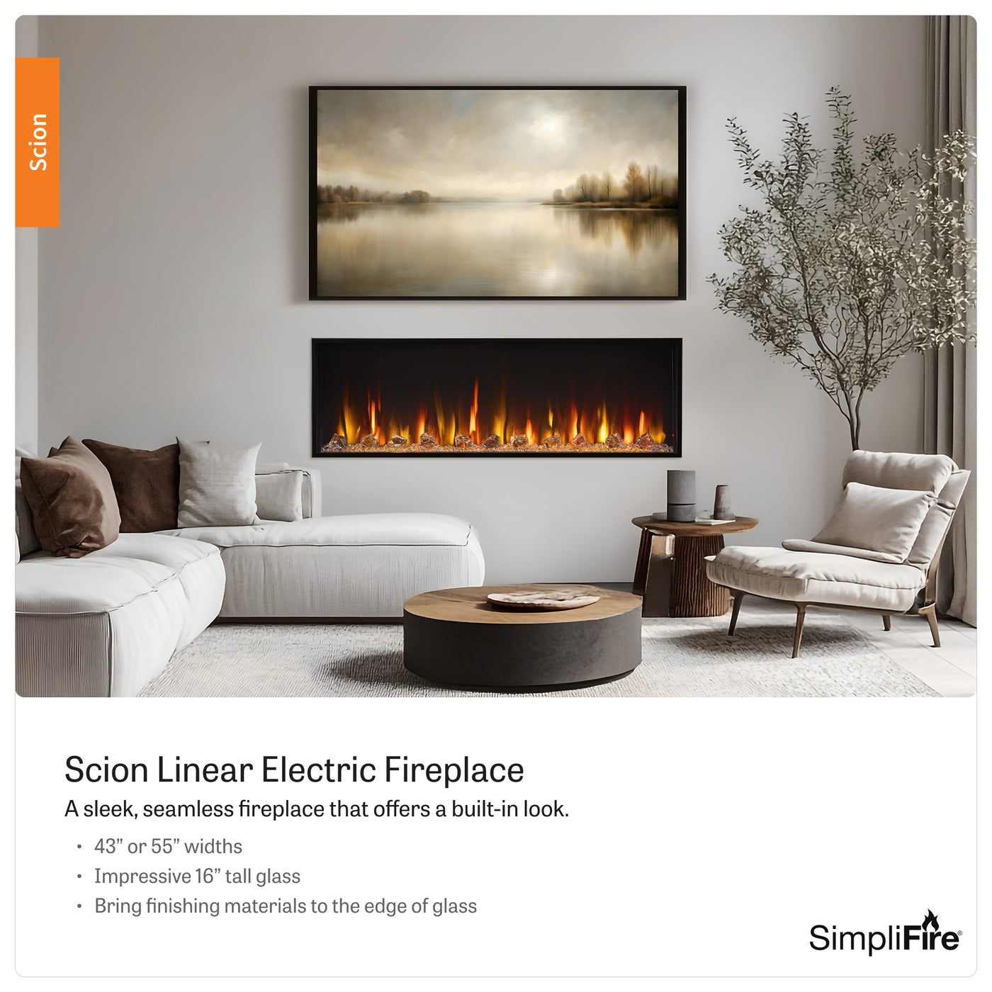 Simplifire Scion 55" Linear Electric Fireplace | SF-SCN55-BK — The Torch Guys